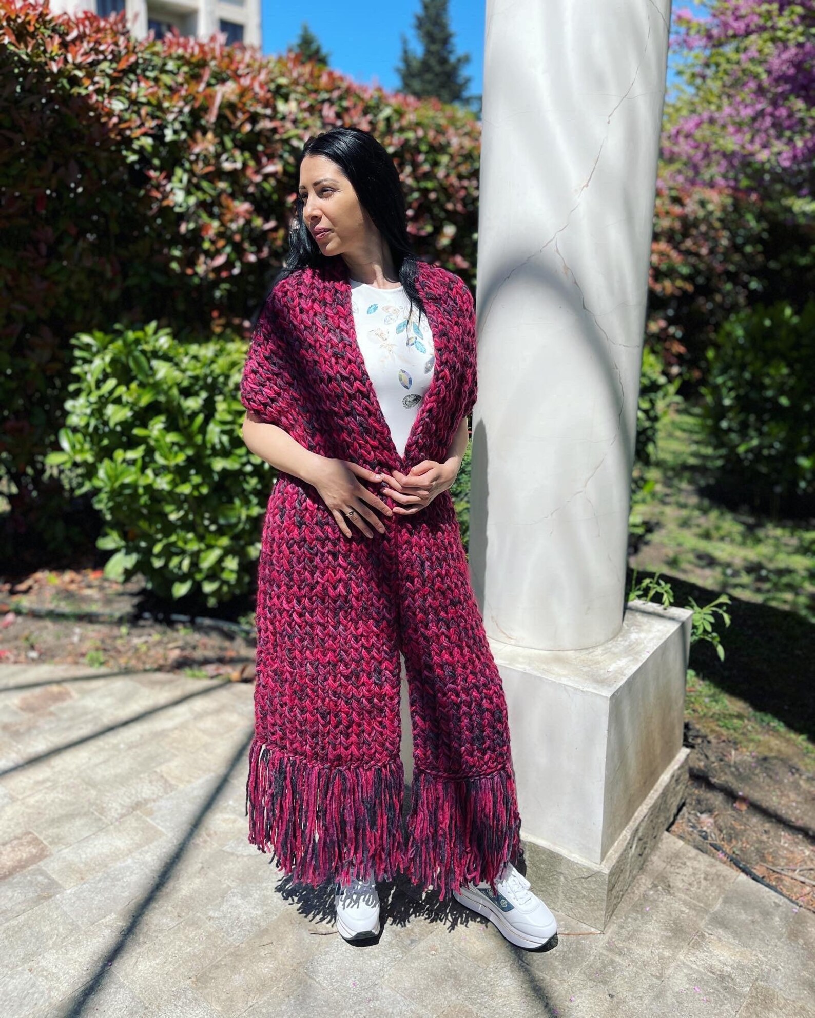 Hand Knit Wool Scarf Winter Cloak Pure Wool Scarf Thick and - Etsy