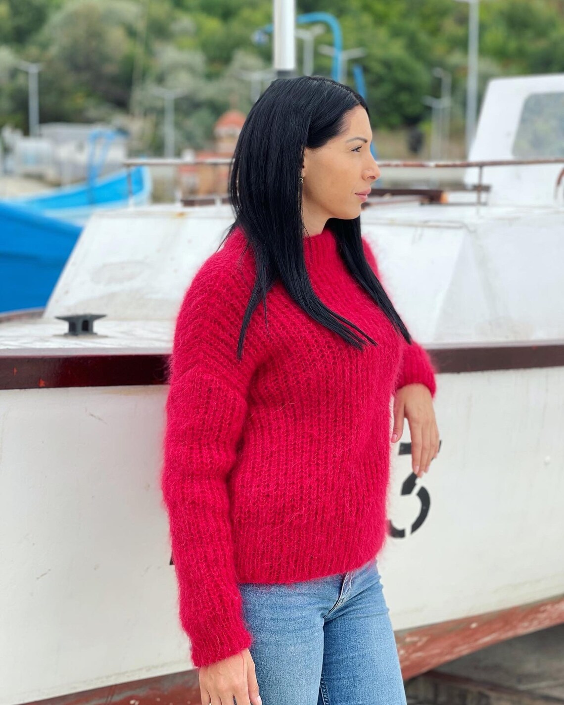 Chunky Mohair Wool,luxury Mohair Sweater, Natural Mohair Jumper, Wool ...