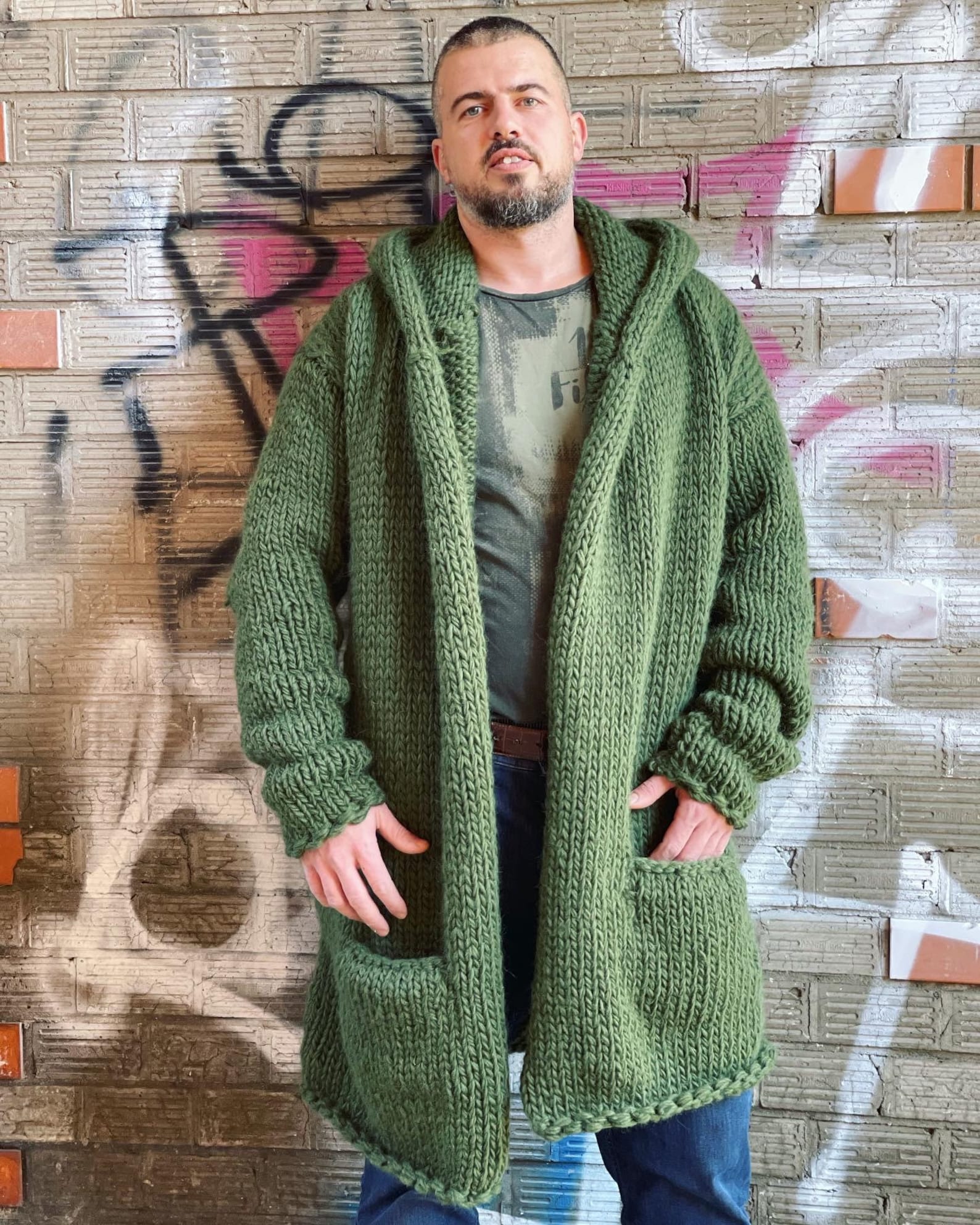 Chunky Wool Men’s Cardigan, Oversized, Men’s Coat, Handmade Cardigan ...