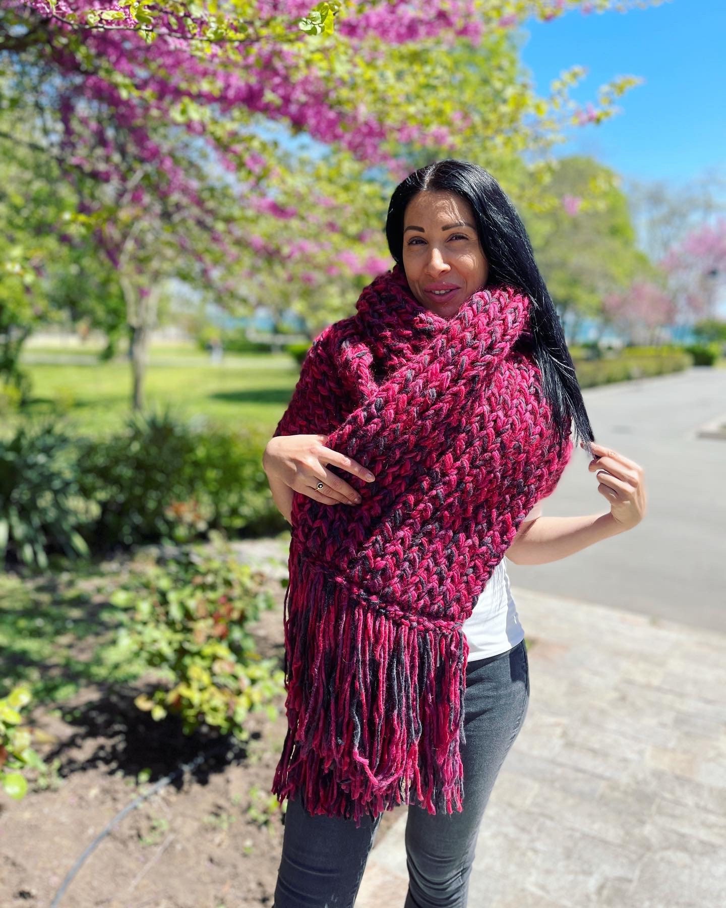 Hand Knit Wool Scarf Winter Cloak Pure Wool Scarf Thick and - Etsy