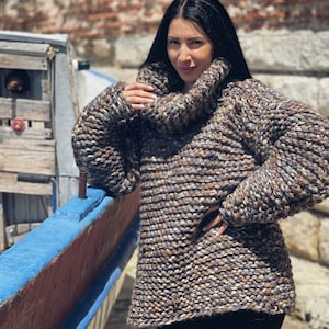 Super Chunky Women Sweater, Winter Big Knit Sweater, Enormous Wool ...
