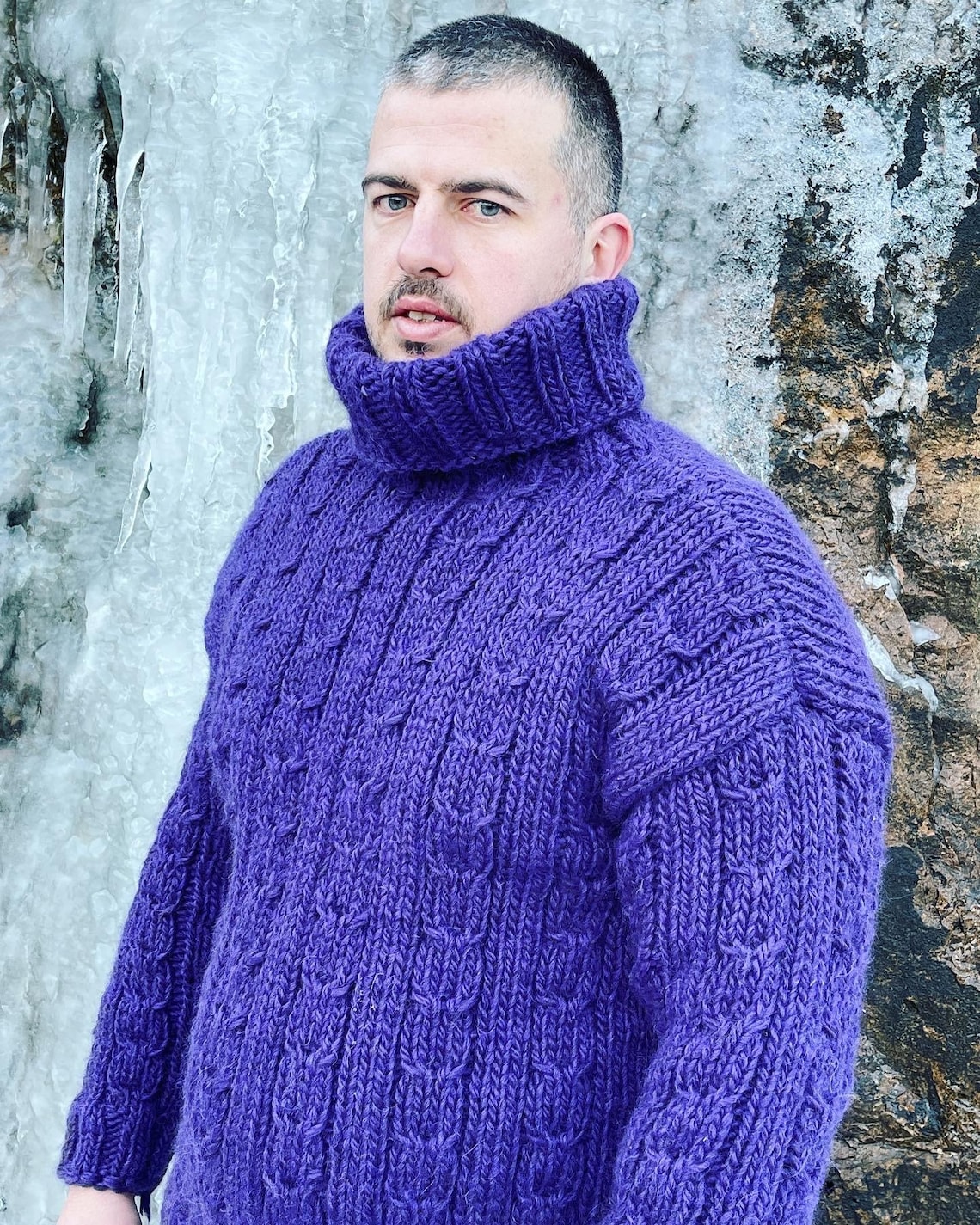 Hand Knit Wool Jumper, Men’s Wool Sweater, Turtleneck Sweater, Winter’s ...