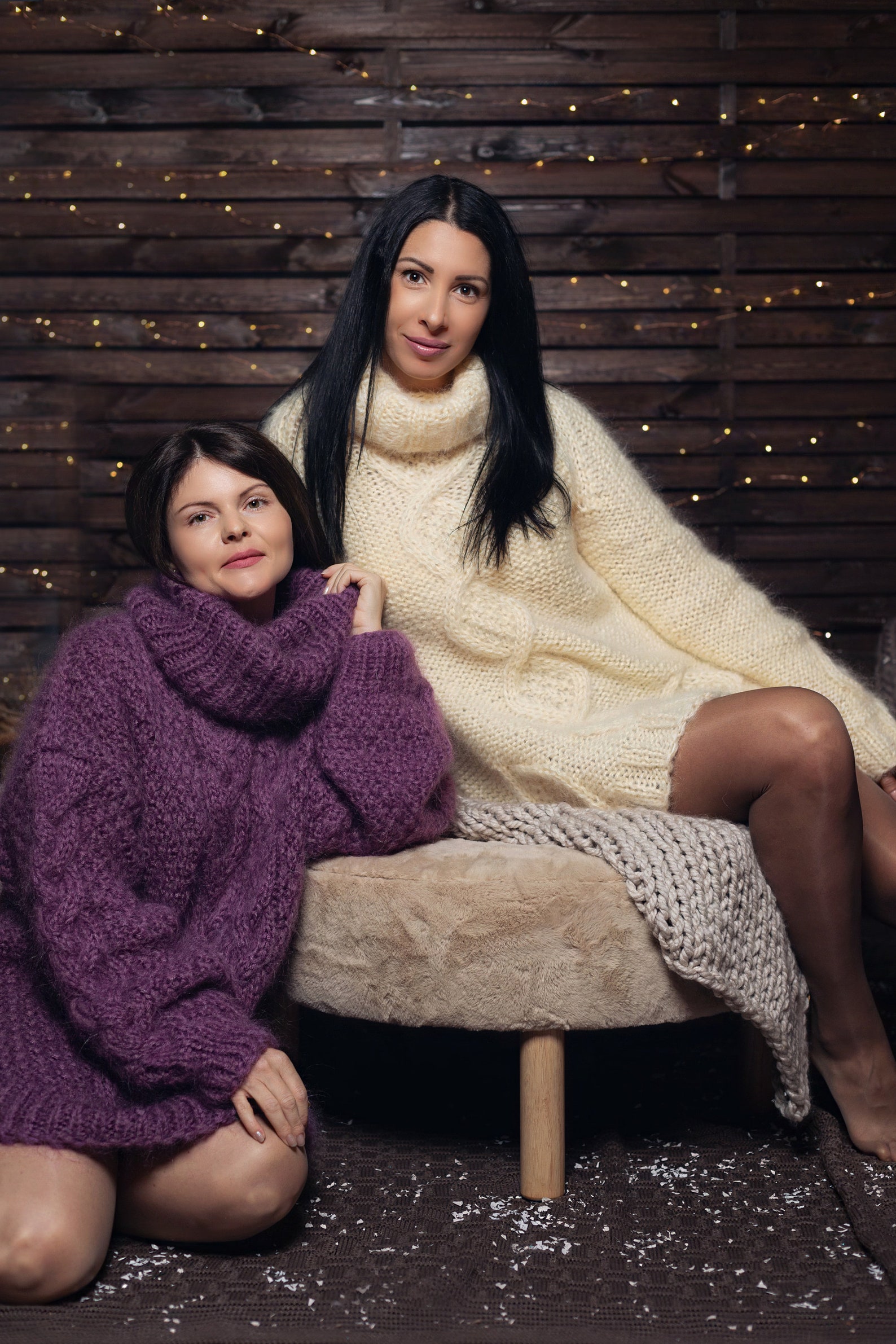 Hand Knit Christmas Purple Mohair Sweater for Women, Natural Mohair ...