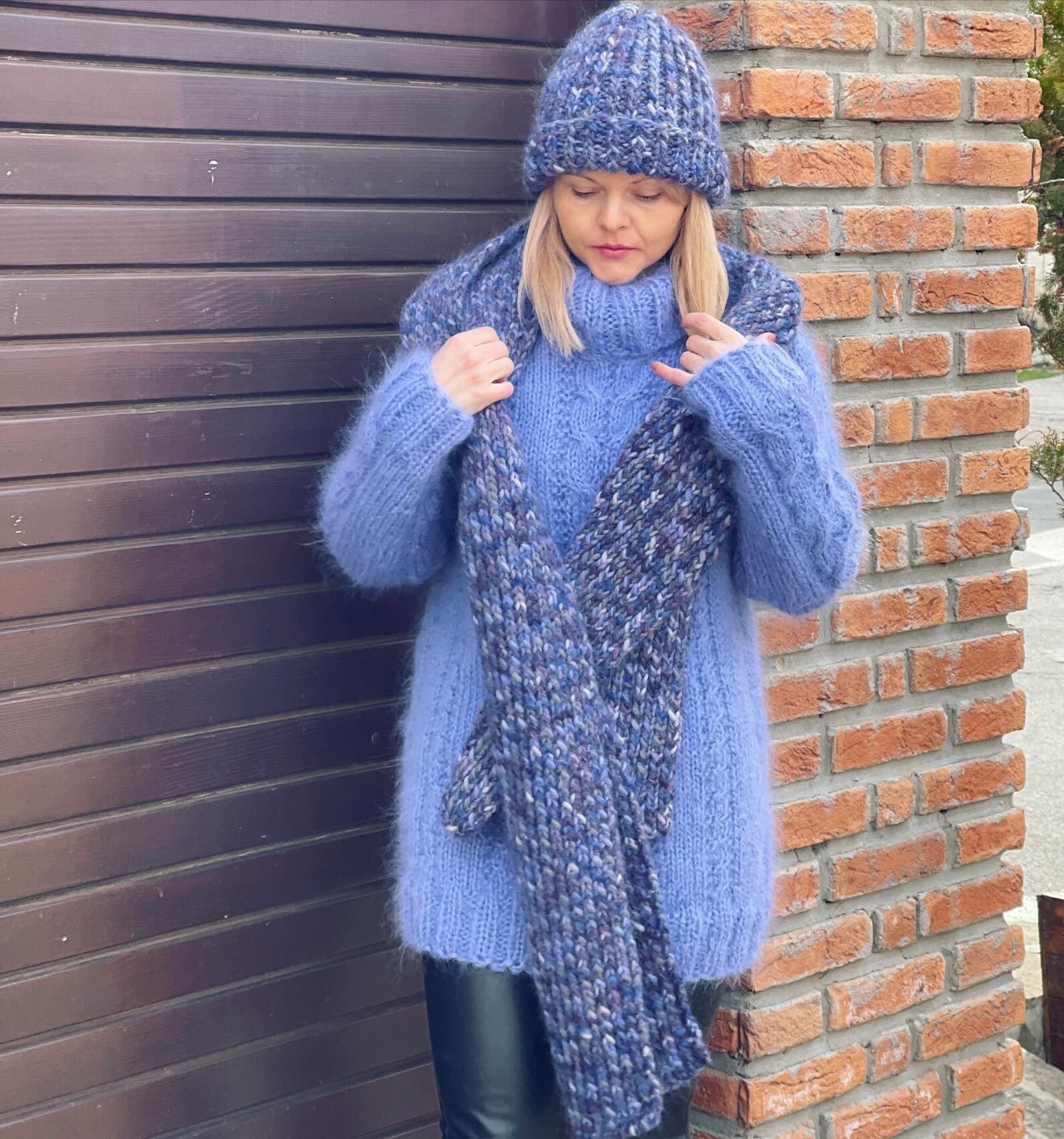 Hand Knit Wool and Mohair Scarf Beanie Hat Winter Scarf - Etsy