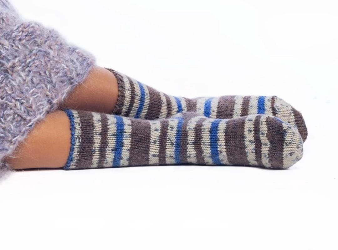 Handmade Wool Winter Socks, Cozy and Warm, Colorful Gift for Christmas ...