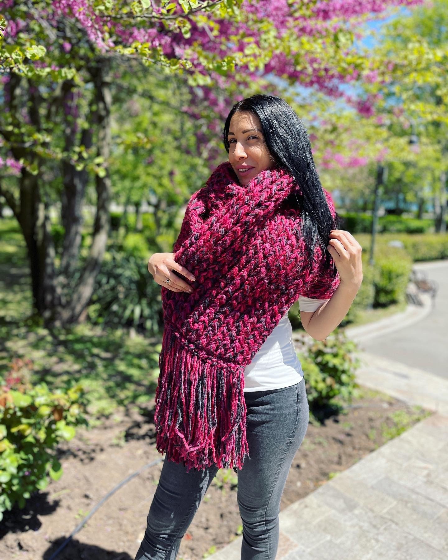 Hand Knit Wool Scarf Winter Cloak Pure Wool Scarf Thick and - Etsy