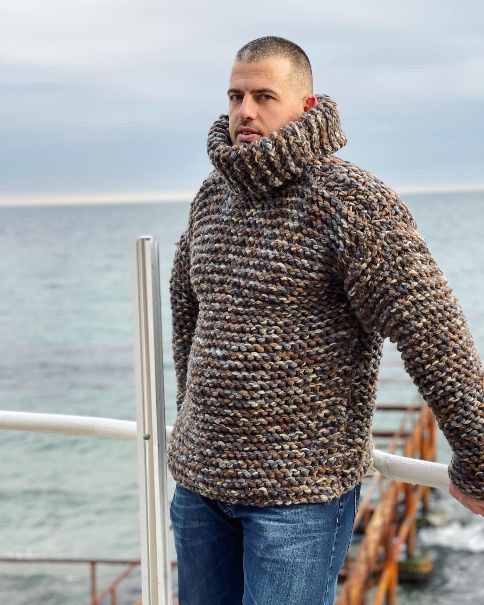 Hand Knit Super Chunky Sweater, Bulky Jumper, Bear Sweater, Men’s ...