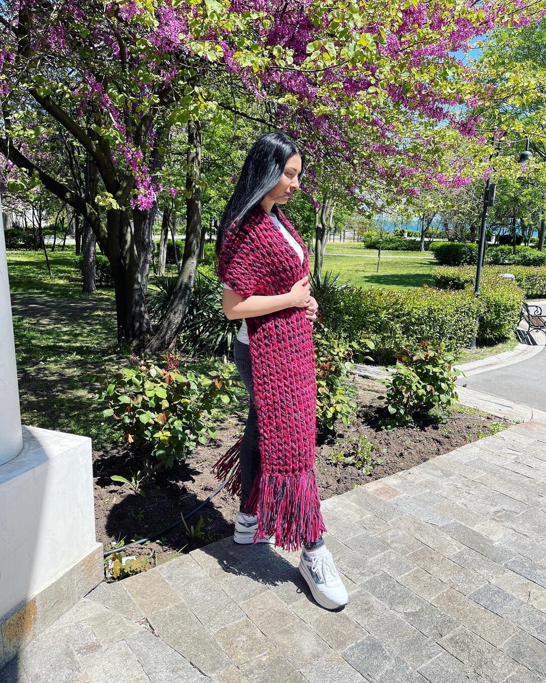 Hand Knit Wool Scarf, Winter Cloak, Pure Wool Scarf, Thick and Warm ...