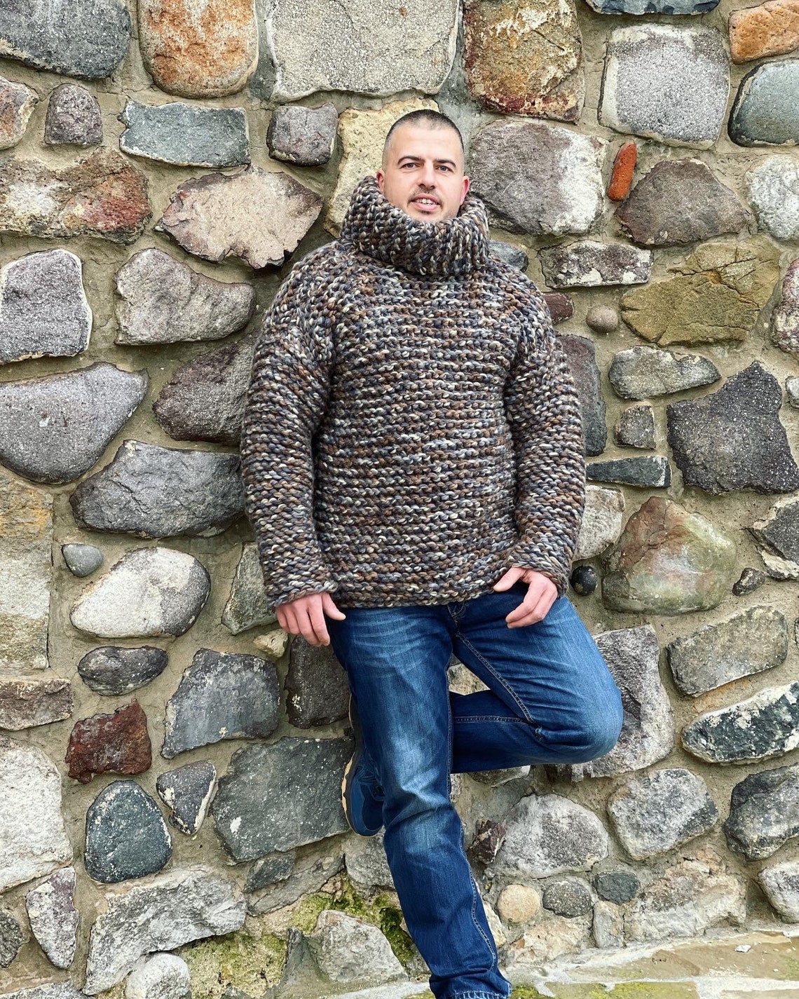 Hand Knit Super Chunky Sweater, Bulky Jumper, Bear Sweater, Men’s ...