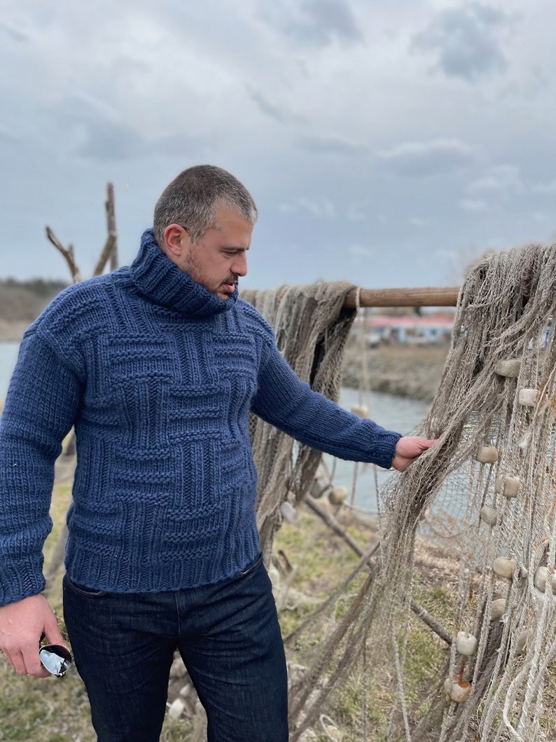 Winter Men Pullover Hand Knit Jumpers for Men Pure Wool - Etsy