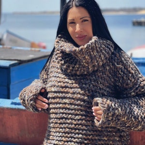 Super Chunky Women Sweater, Winter Big Knit Sweater, Enormous Wool ...