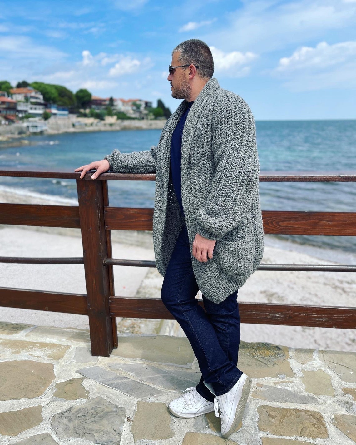 Chunky Wool Mens Cardigan Oversized Mens Coat Handmade - Etsy