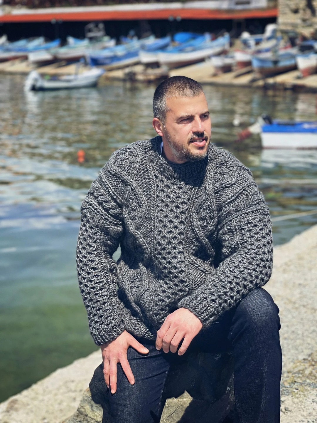 New Chunky Cable Knit Sweater, Heavy Wool Men Sweater, the Best ...