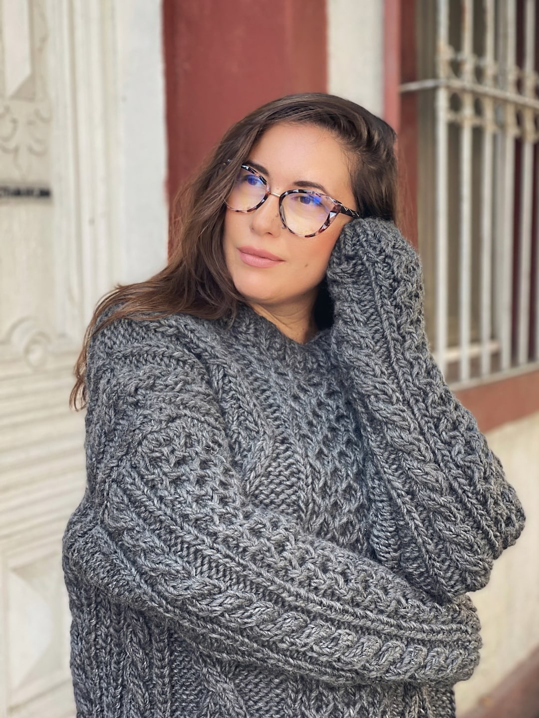 Handmade Vintage Wool Sweater, Cable Knitted Natural Wool Pullover for ...