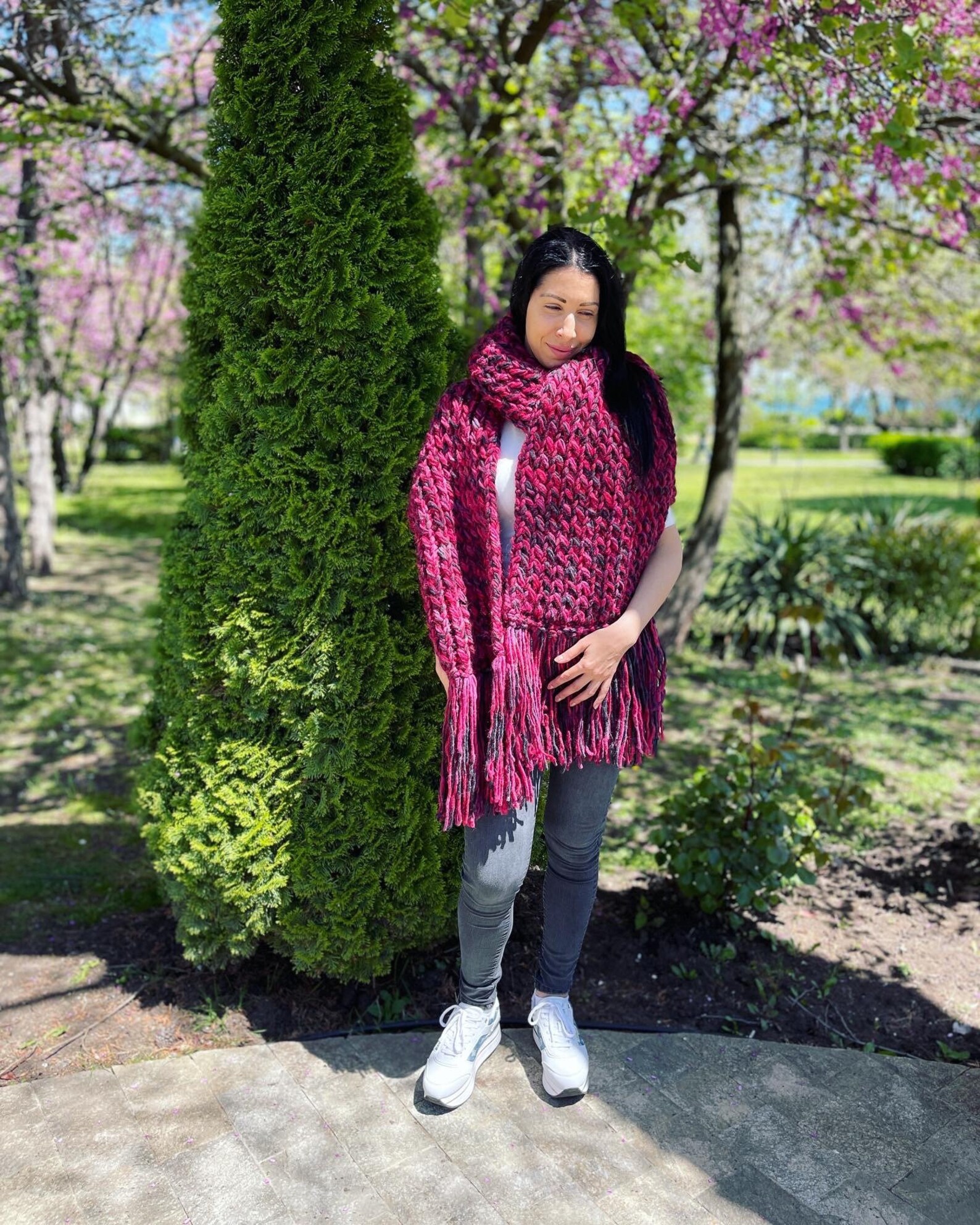 Hand Knit Wool Scarf Winter Cloak Pure Wool Scarf Thick and - Etsy