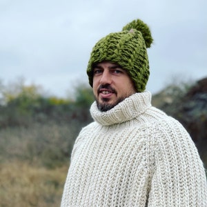 Chunky Wool Hat, Hand Knit Wool Hat, Winter Hats, Beanie Hat, Unisex ...