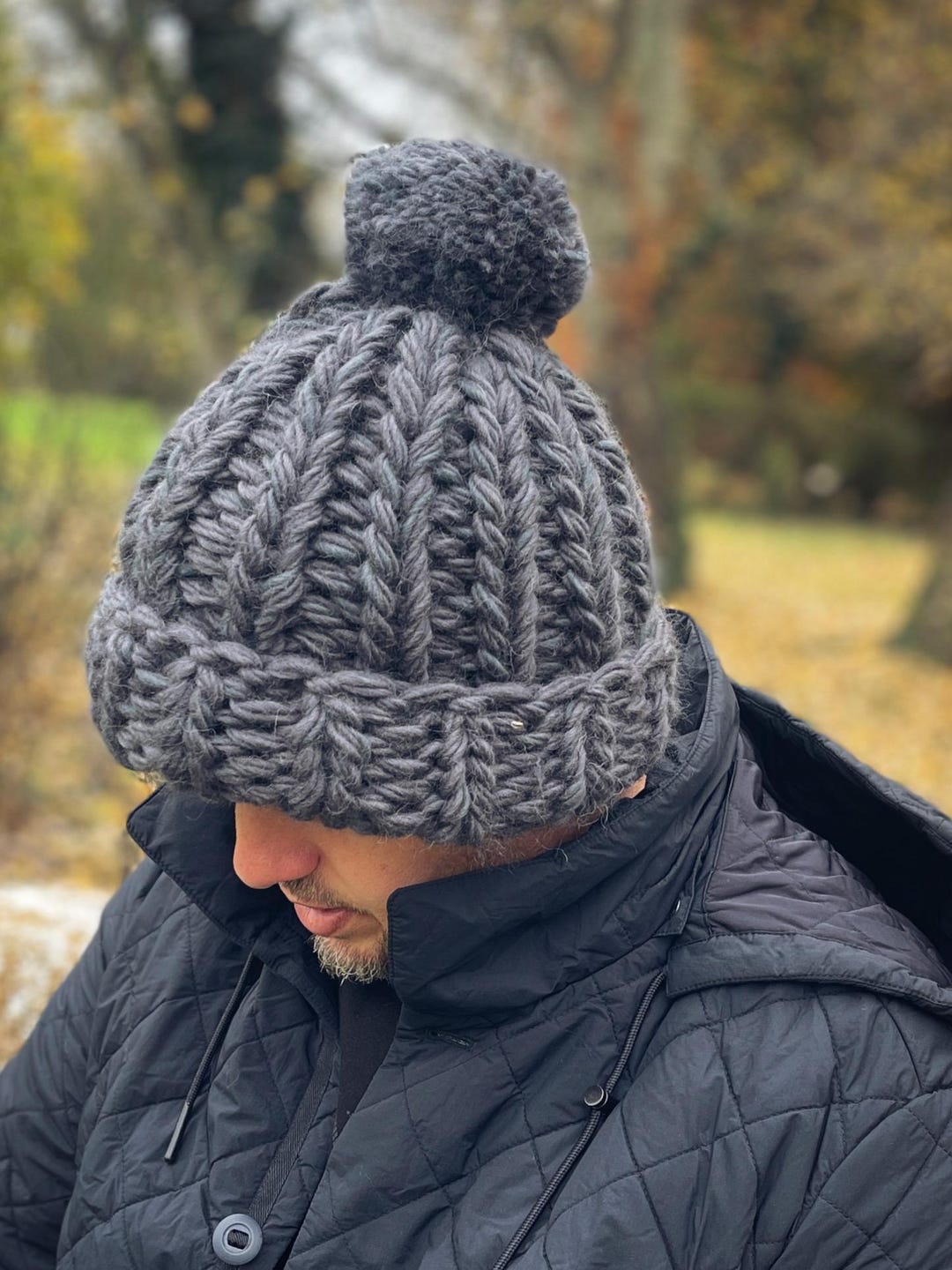 Winter Chunky Wool Hat for Him, Very Thick and Warm Hat, 5 Strands Pure ...