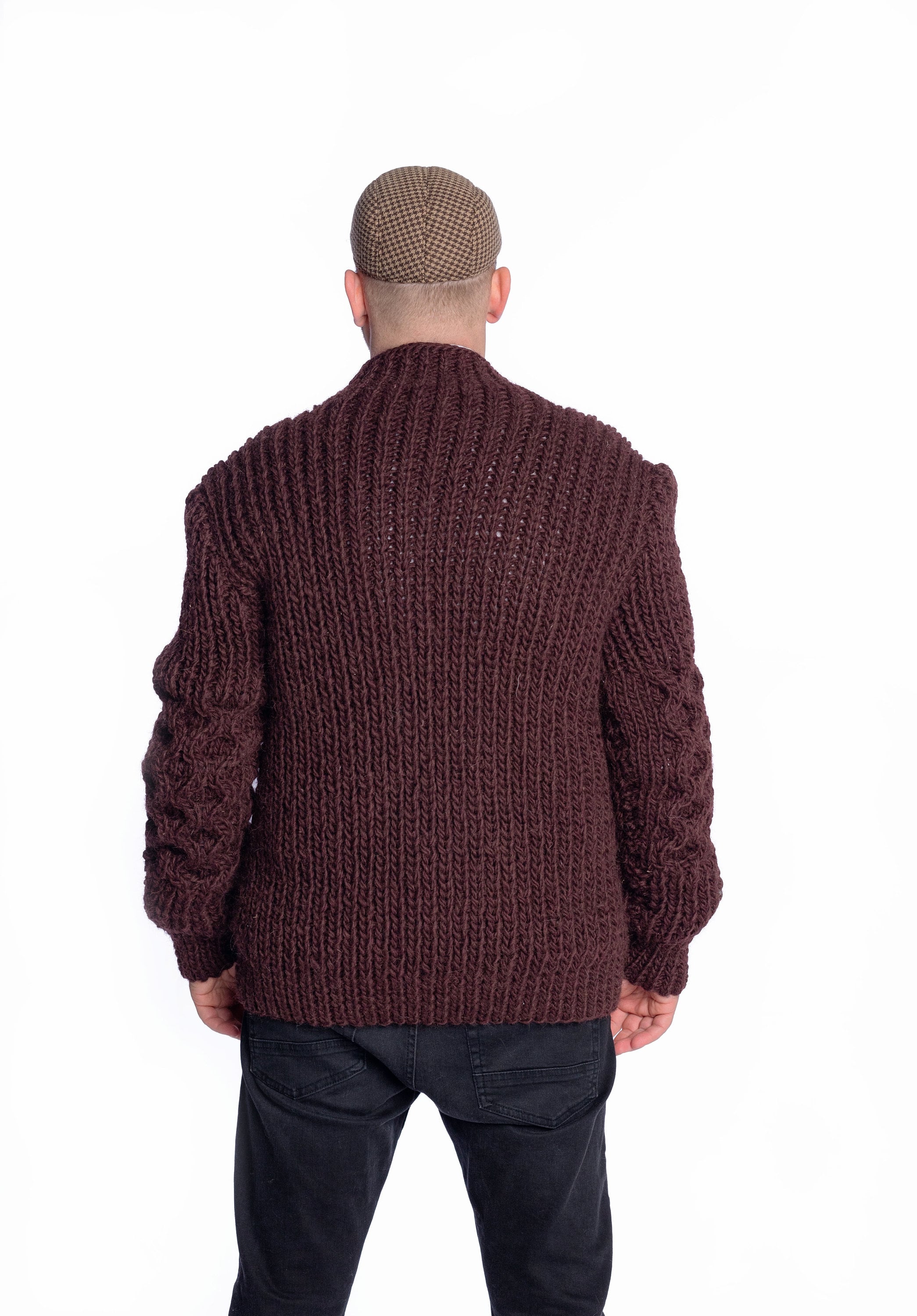 Ready to Ship Size XL Chunky Wool Men’s Cardigan, Thick Knitted Wool ...