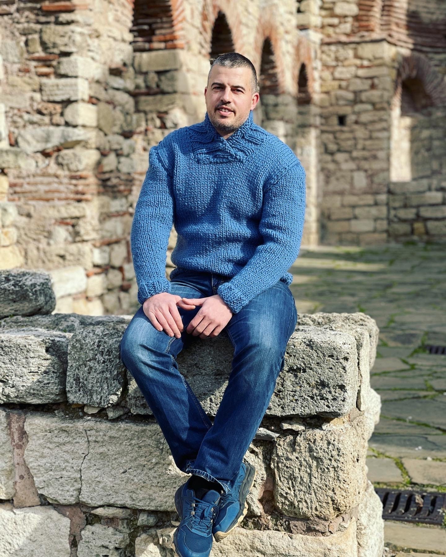 Knit Wool Jumper Wool Collar Shawl Collar Hand Knit - Etsy