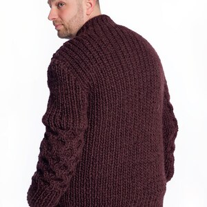 Hand Knitted Chunky Wool Men’s Cardigan, , Thick Knitted Wool Jacket ...