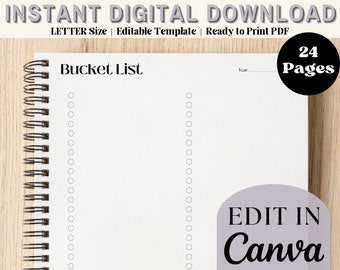 Bucket List Canva Template - Etsy