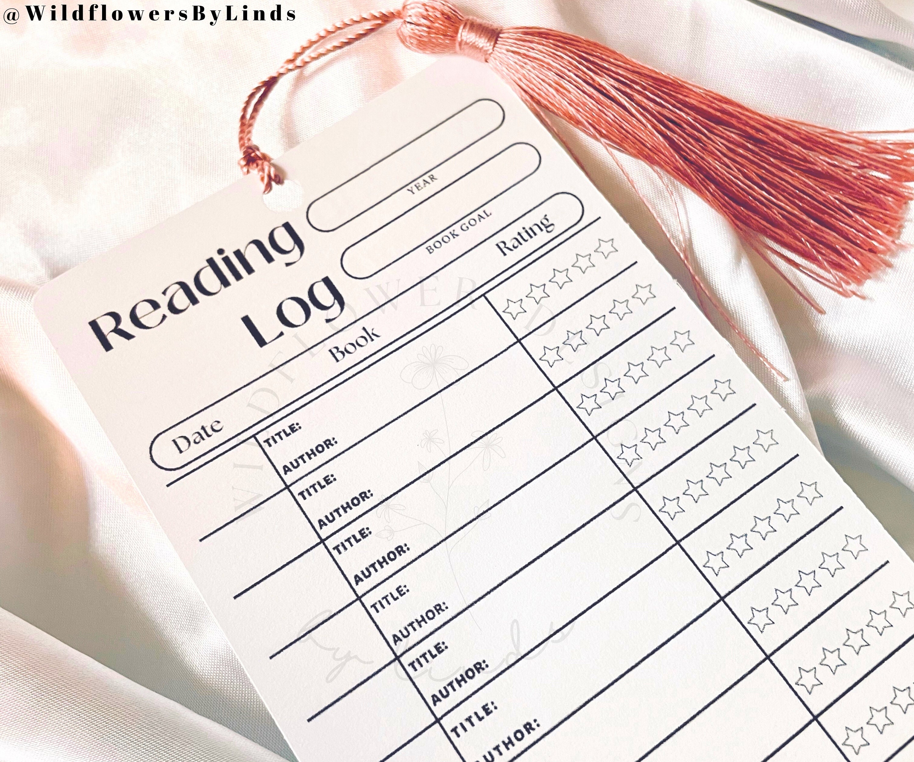 Reading Log Bookmark With Tassel Book List Reading List - Etsy