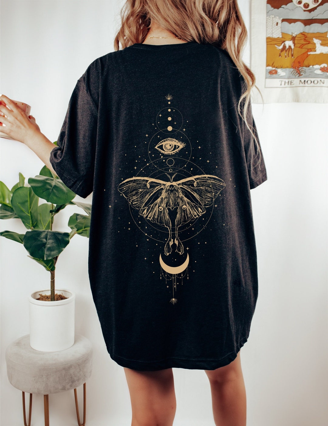 Moth Sun and Moon Mystical Shirt Back Print Astrology Moon Shirt Growth ...