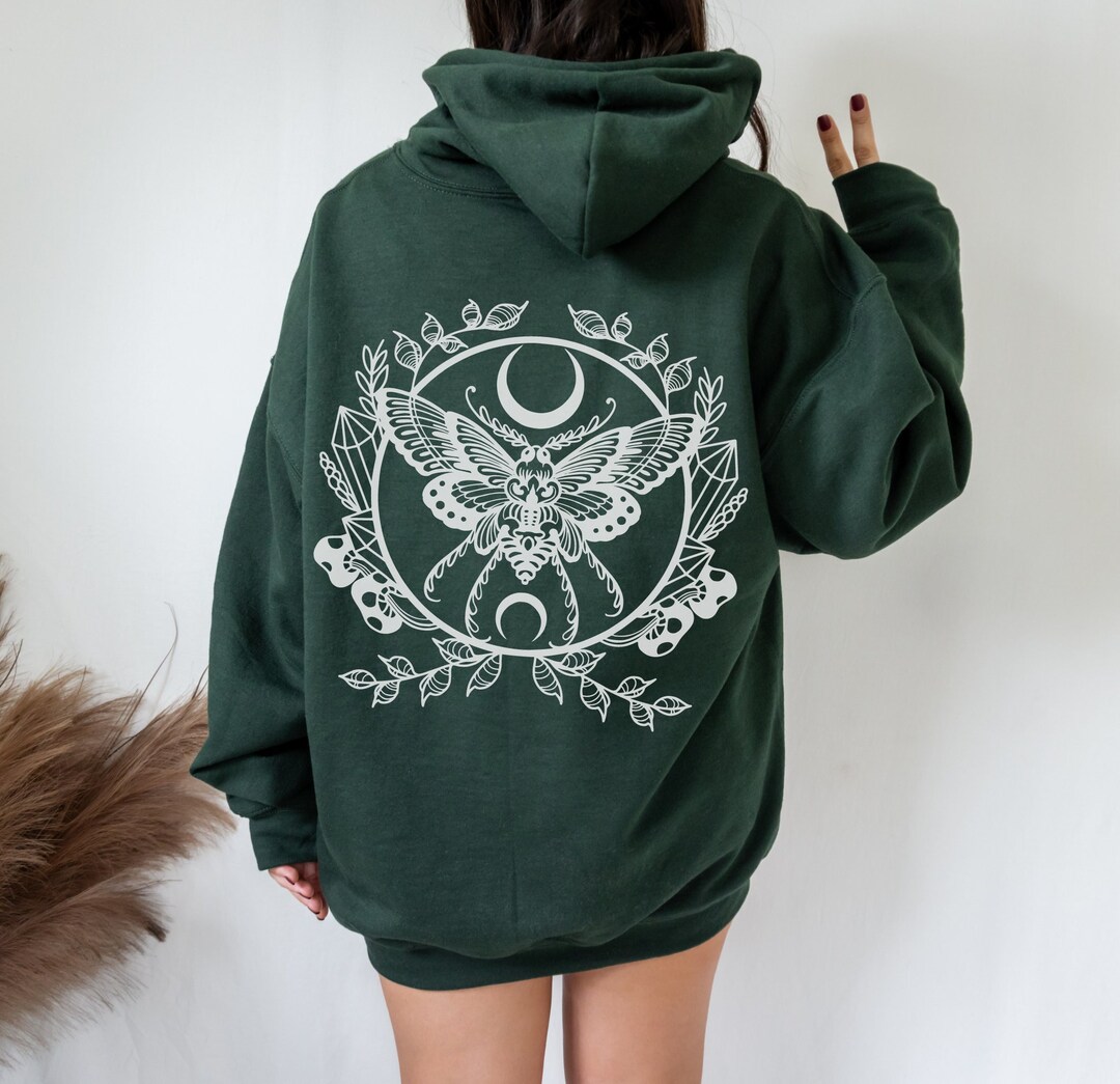 Moth Hoodie Dark Academia Cottagecore Hoodie Lunar Moth Academia Clothing Butterfly Hoodie ...