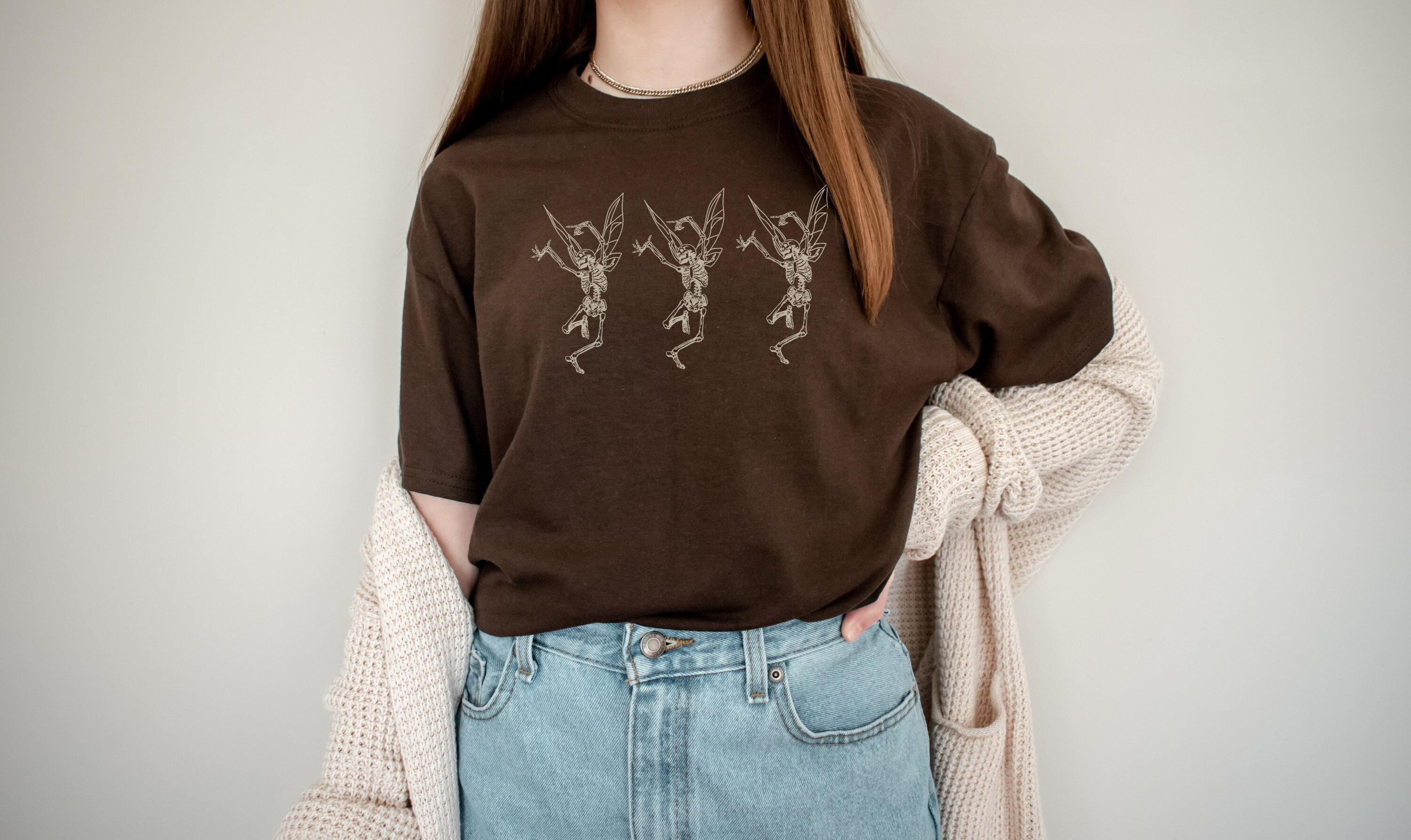 Y2K Fairy Grunge Dancing Skeleton Aesthetic Tees Grunge Fairycore Shirt ...