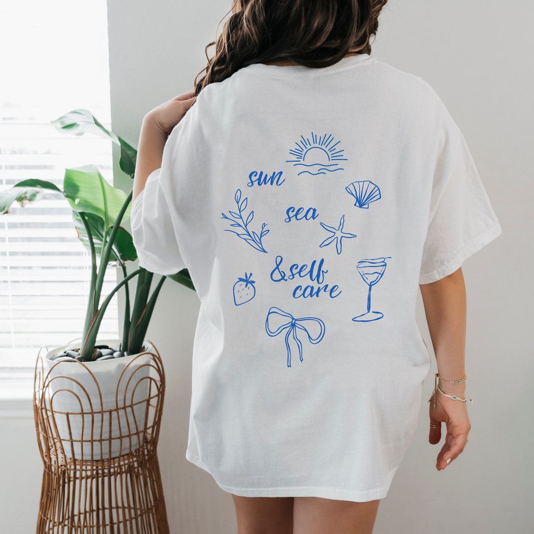 Sun Sea & Self Care Boho Beach Summer Tropical T-shirt Back Design ...