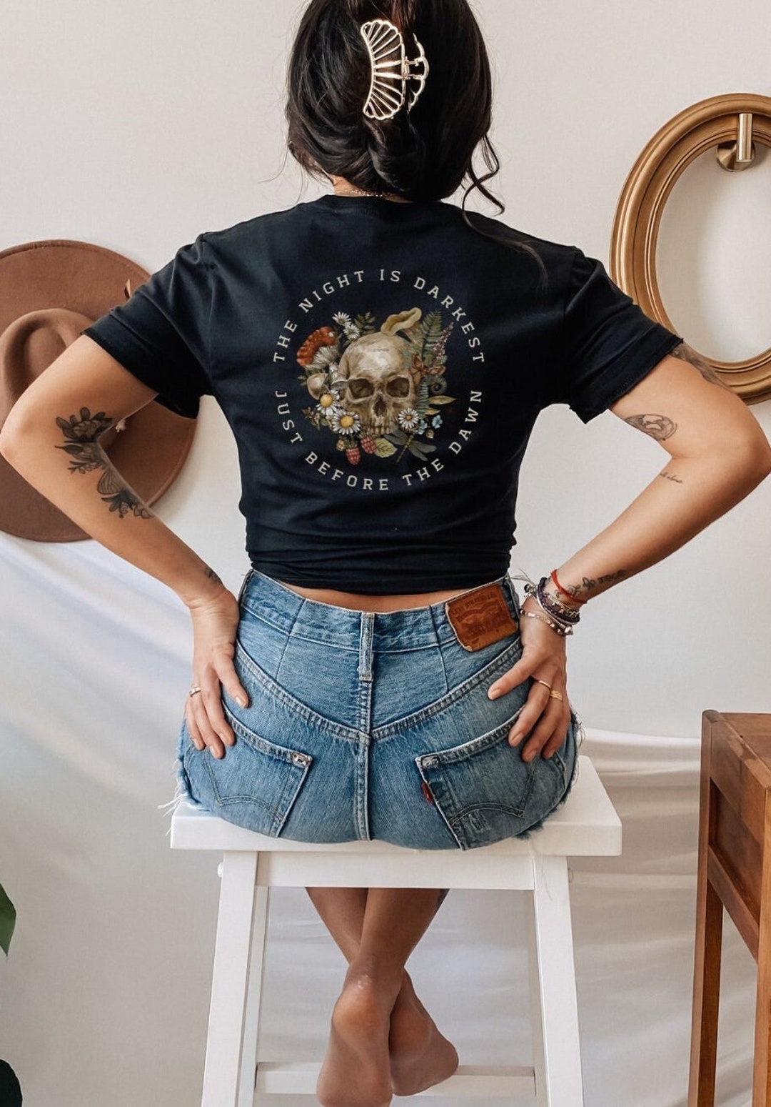 Dark Academia Fairycore Back Print Botanical Shirt Goblincore Clothing ...
