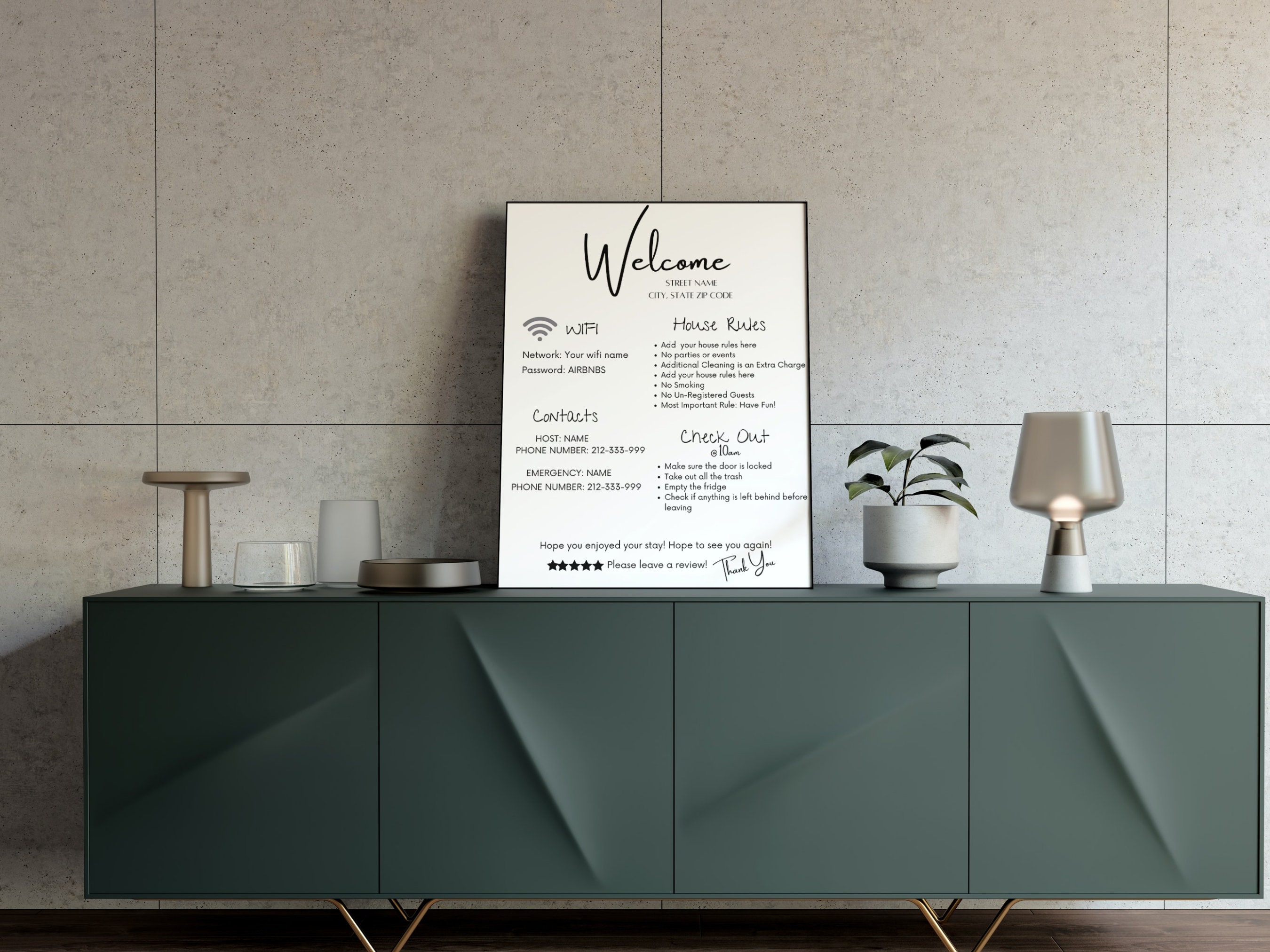 Airbnb Welcome Sign Rental Instructions Wifi Sign Airbnb Canvas ...