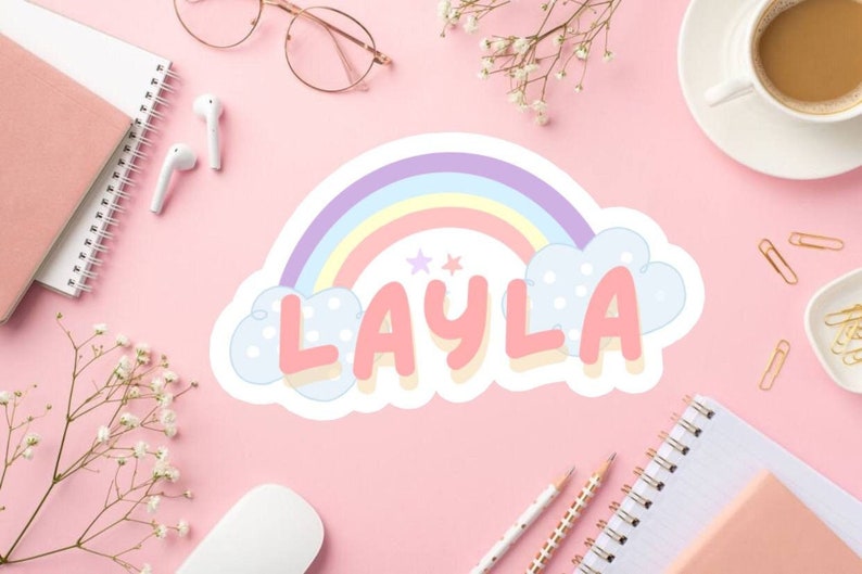 Rainbow Name Stickerpersonalized Name Stickerwater Bottle - Etsy