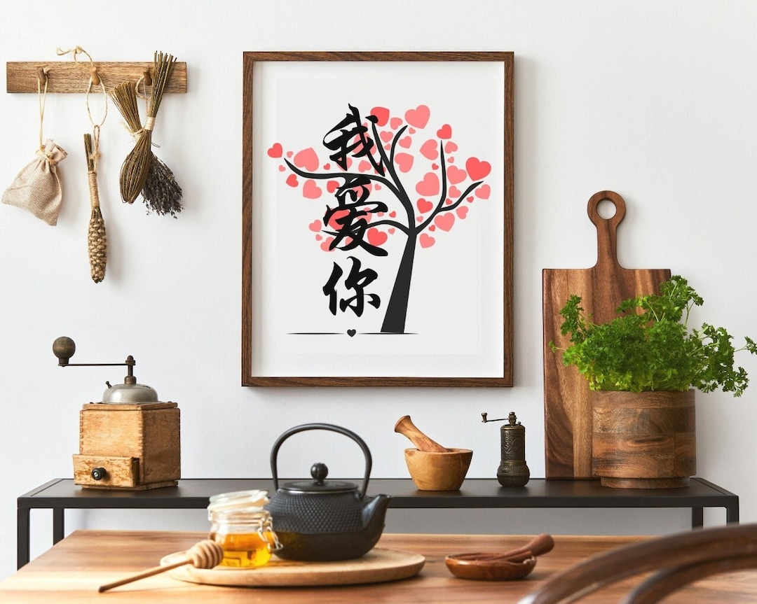 Wo Ai Ni Chinese Calligraphy Wall Art Digital, I Love You in Chinese ...