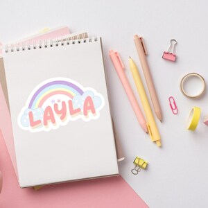 Rainbow Name Stickerpersonalized Name Stickerwater Bottle - Etsy