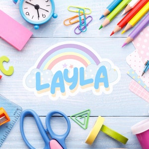 Rainbow Name Sticker,personalized Name Sticker,water Bottle Sticker ...