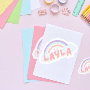 Rainbow Name Stickerpersonalized Name Stickerwater Bottle - Etsy