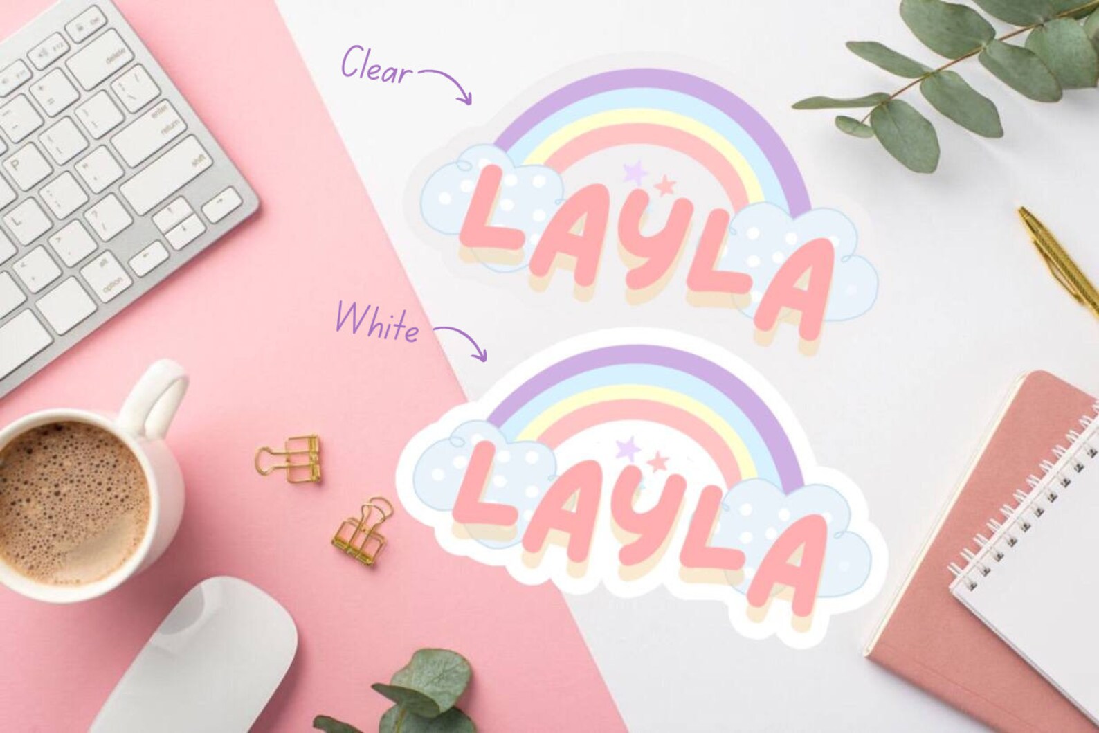 Rainbow Name Stickerpersonalized Name Stickerwater Bottle - Etsy