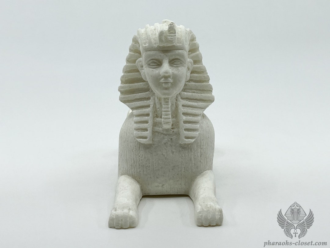 White Unique Alabaster Statue of the Enigmatic Sphinx of Giza Complex ...