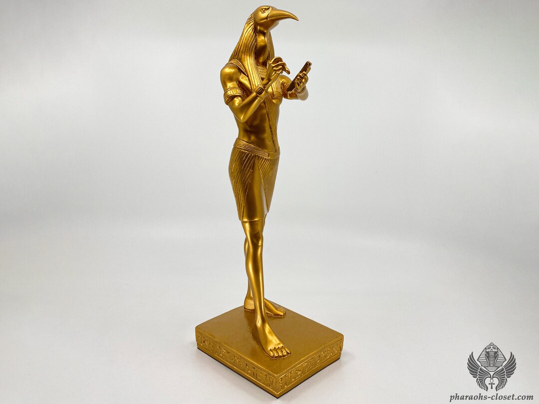 The Wisdom God Thoth Golden Statue - Unique Egyptian Statue of Scribe ...