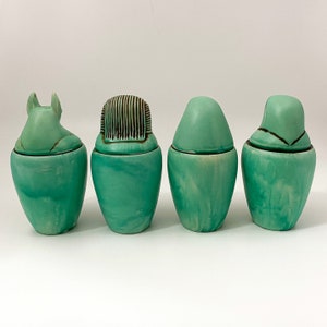 The Green Healing God Osiris Canopic Jars Unique Replica of Green ...