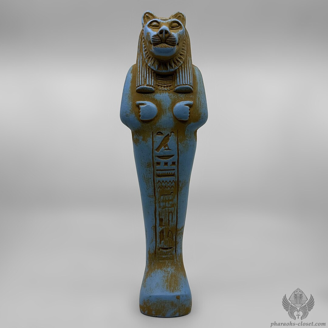 Blue Mighty Sekhmet Statue for Healing - Egyptian Statue for Rituals N Ceremonies - Blue Stone ...