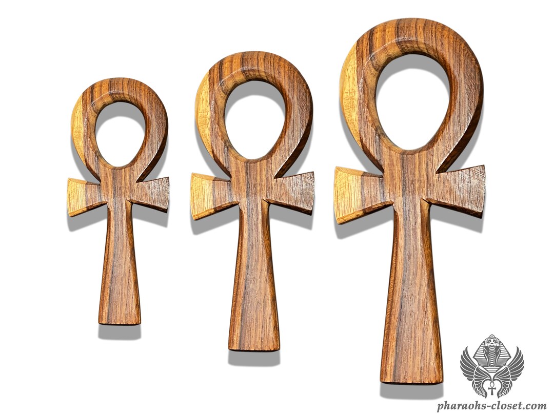 Powerful Wooden Ankh Amulet Set of 3 Sizes - Egyptian Ankh Symbol of ...