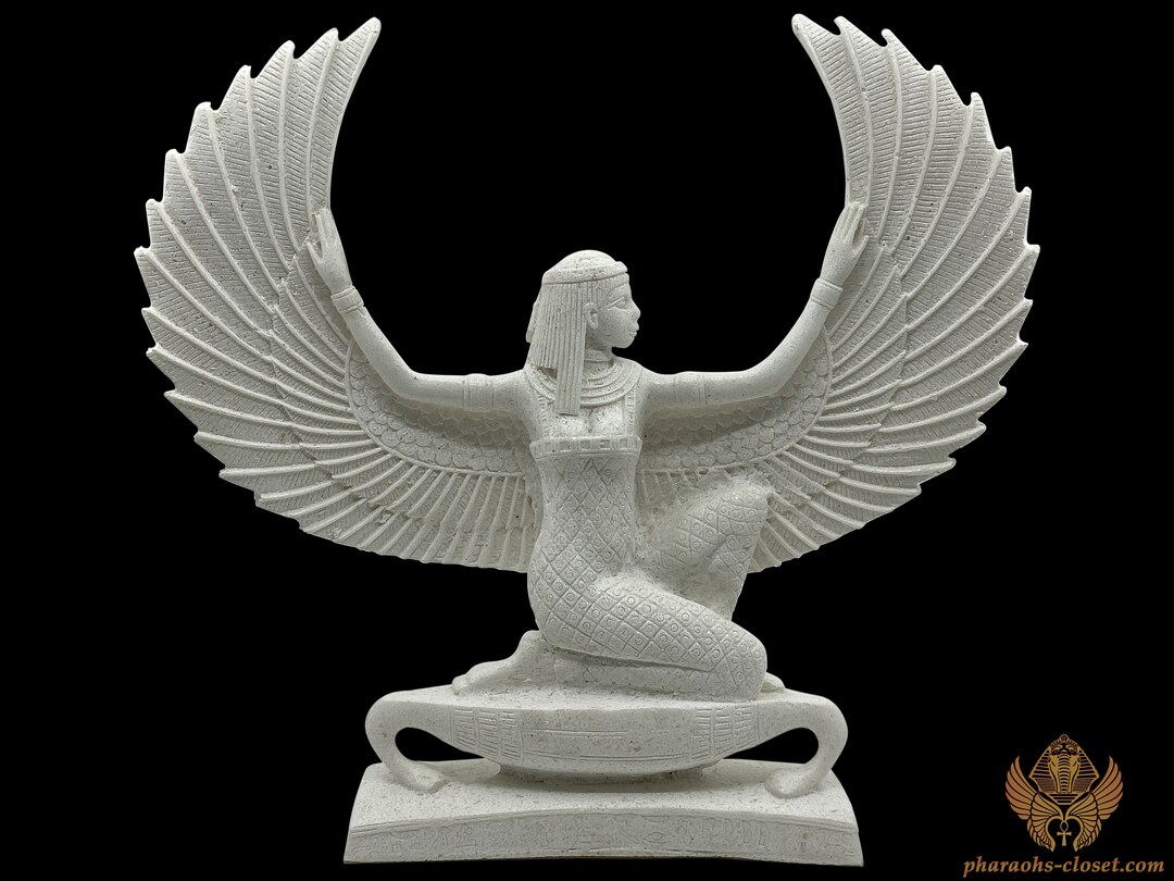 The White Spirit Large Alabaster Statue of the Winged Isis for Rituals ...