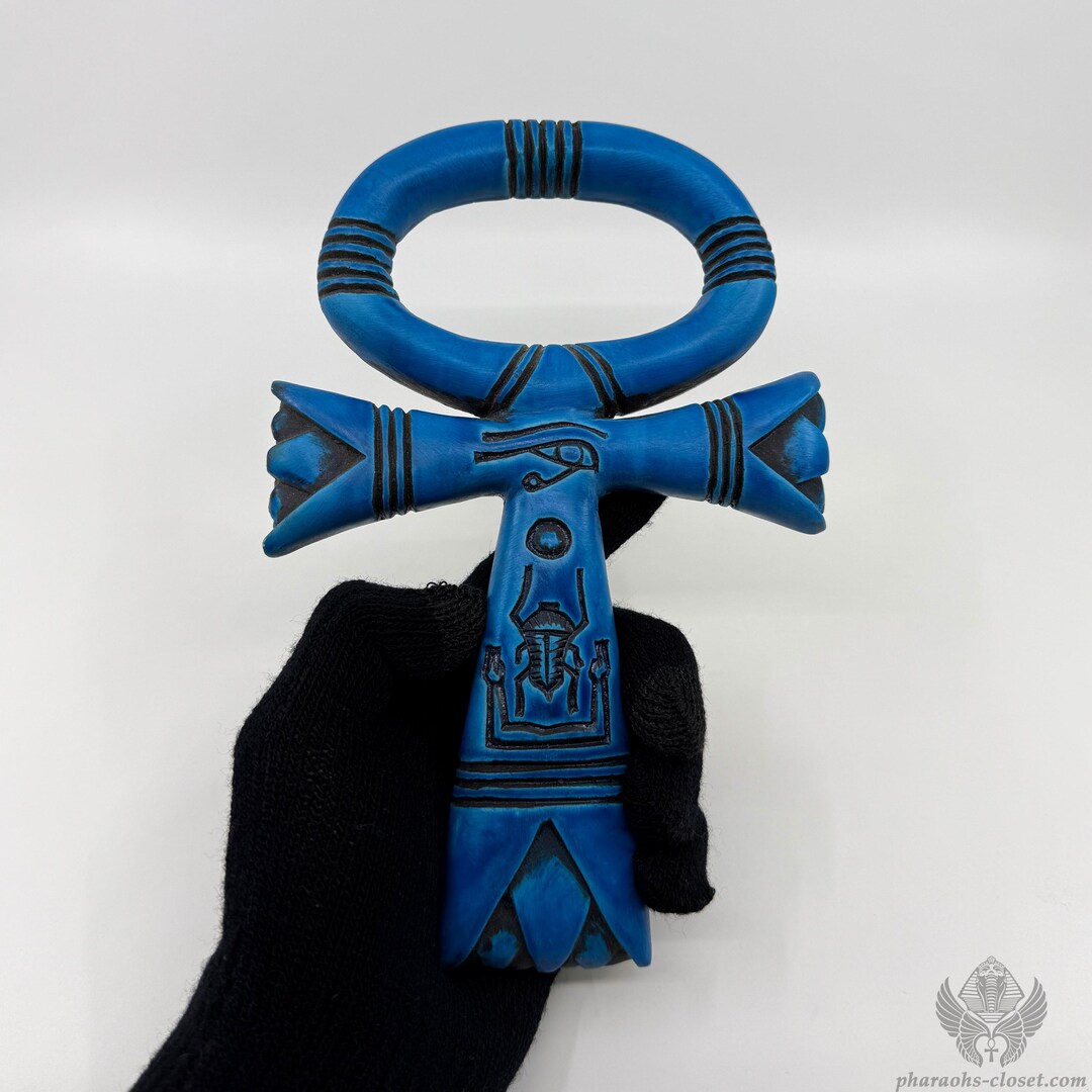 Unique Blue Egyptian Ankh - Sacred Egyptian Cross - Key of Life Amulet ...