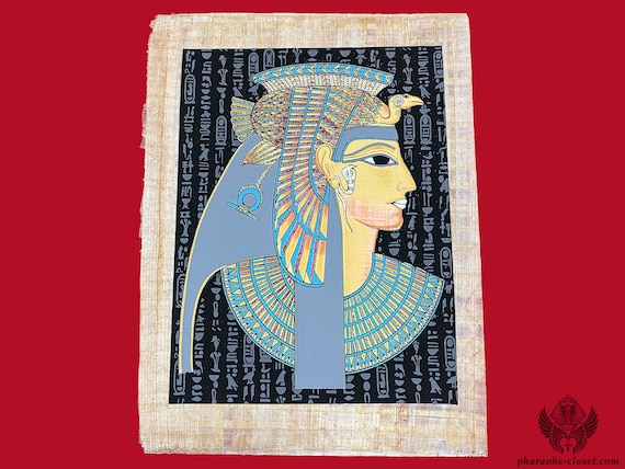 Queen Cleopatra Glowing Papyrus Painting Egyptian Queen | Etsy