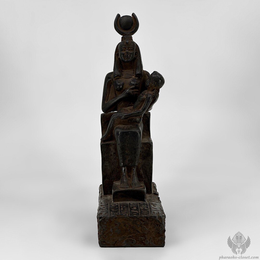 Isis Nursing Horus Statue Made of Black Egyptian Basalt Stone - Isis ...