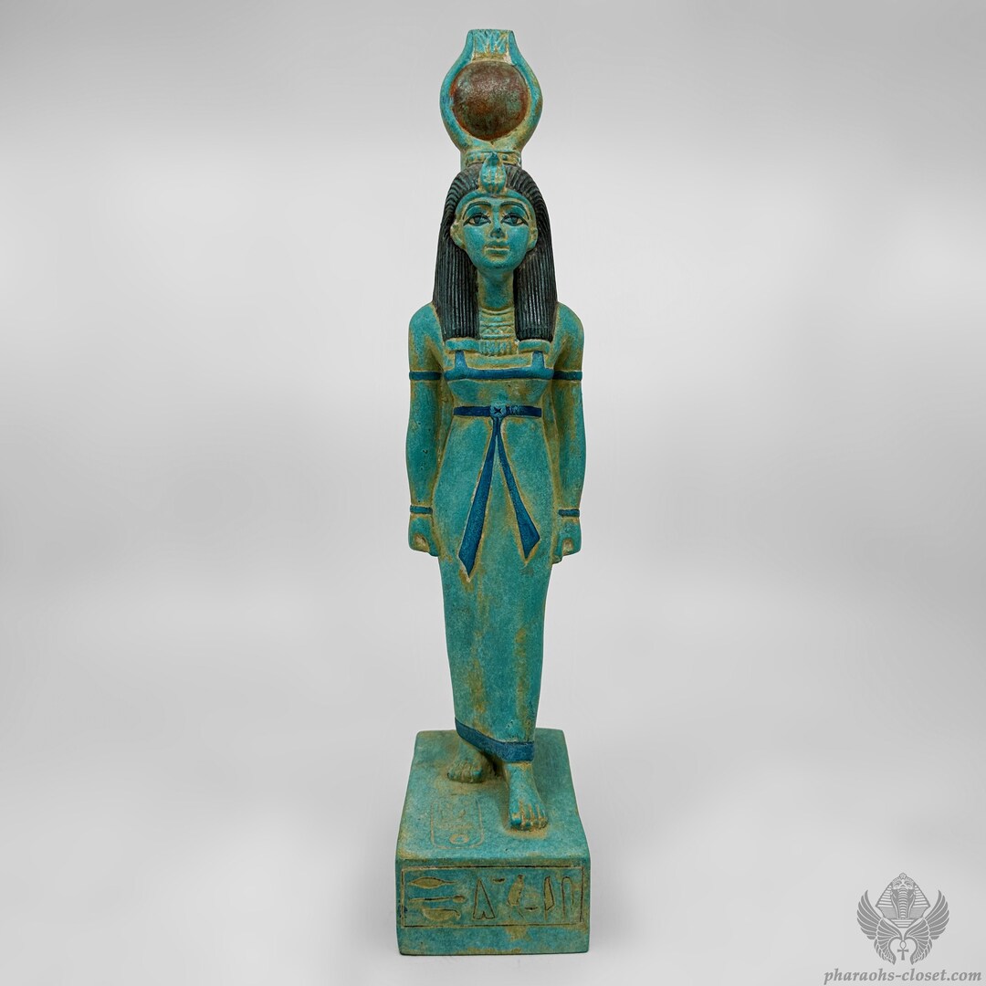 Rare Egyptian Green Stone Statue of Goddess Hathor - Pure Hathor Statue ...