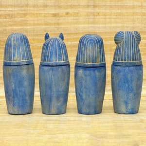 Real Stone Canopic Jars - Set of 4 Blue Egyptian Canopic Jars ...
