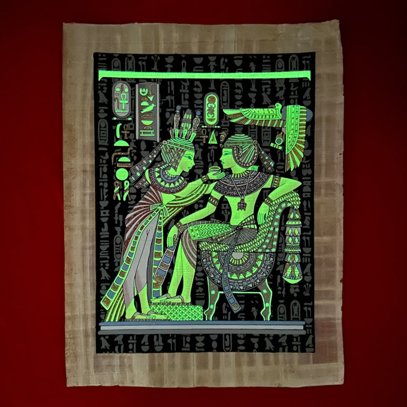 Egyptian Eternal Love Glowing Papyrus Painting | Glow in the Dark ...